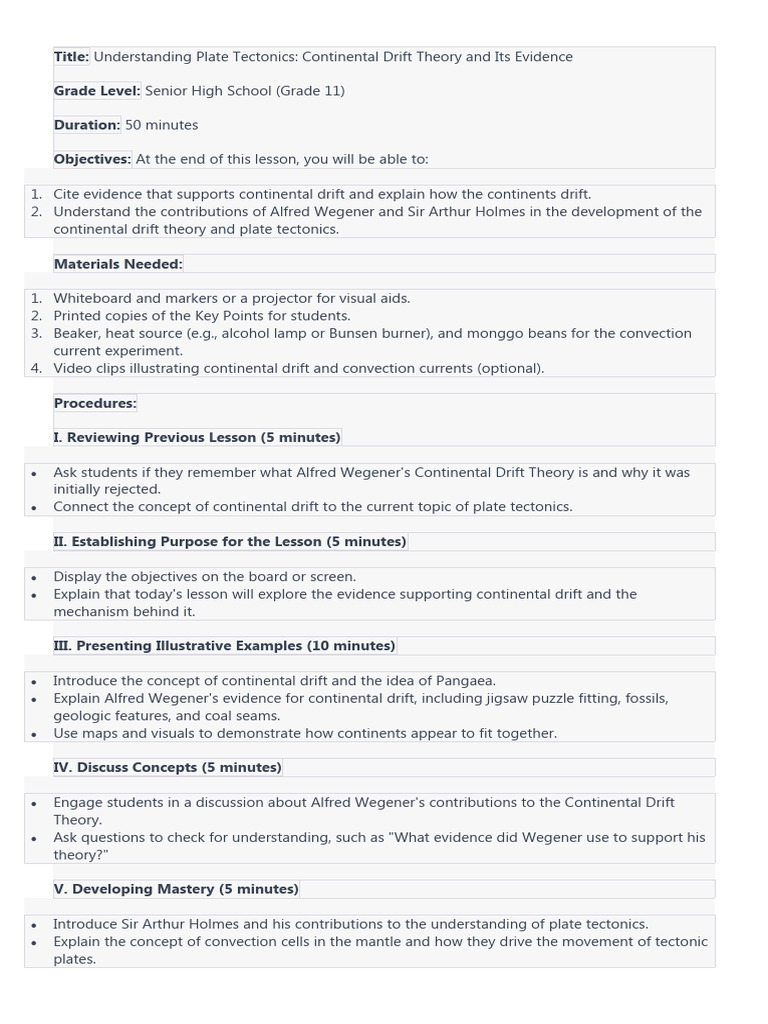 Lesson 2.12 and 2.13 Plate Tectonics Continental Drift Theory and Its ...