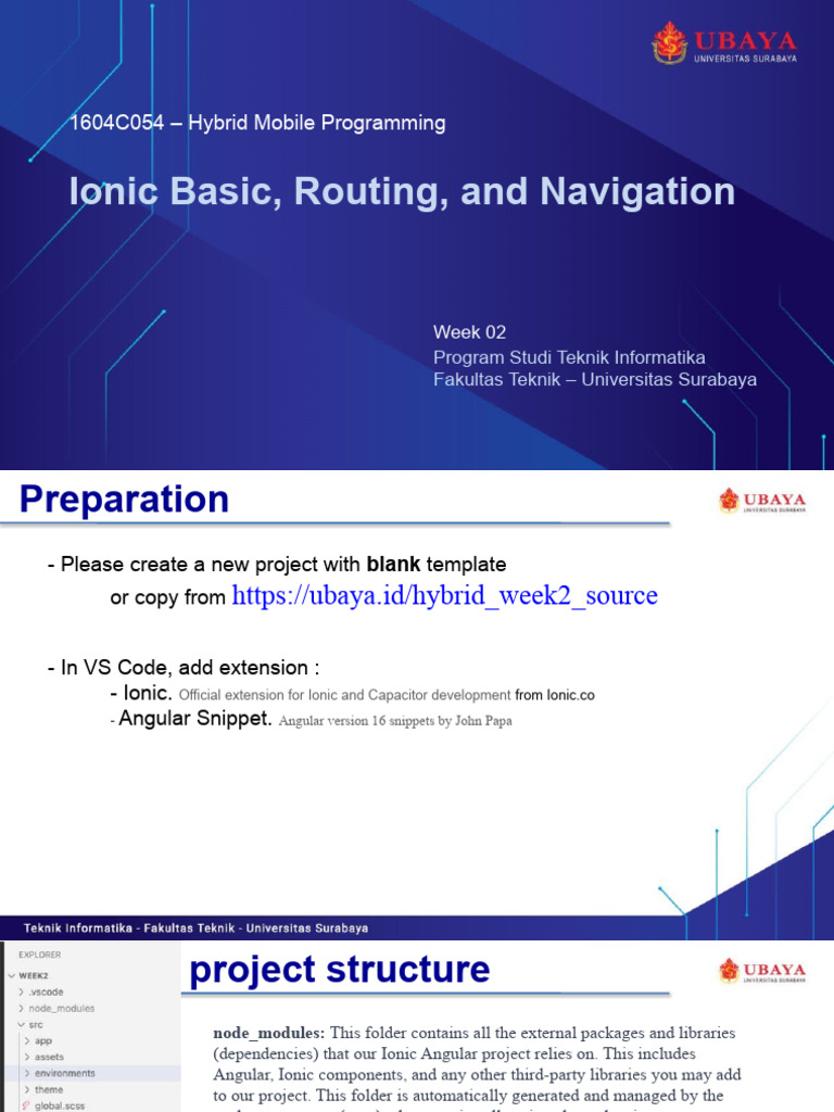 Hybrid 2324 Week 02 - Ionic Basic, Routing, and Navigation | PDF