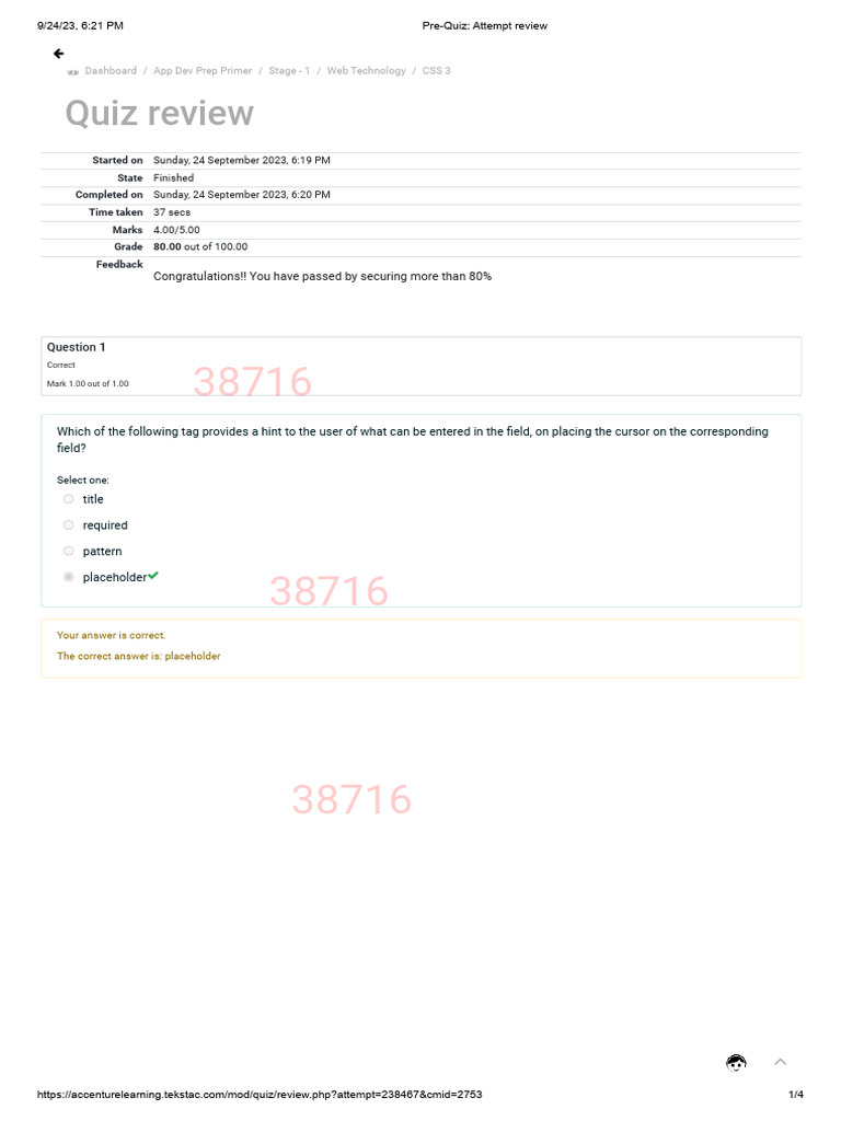 Pre-Quiz - Attempt Review | PDF | Internet | Software Development