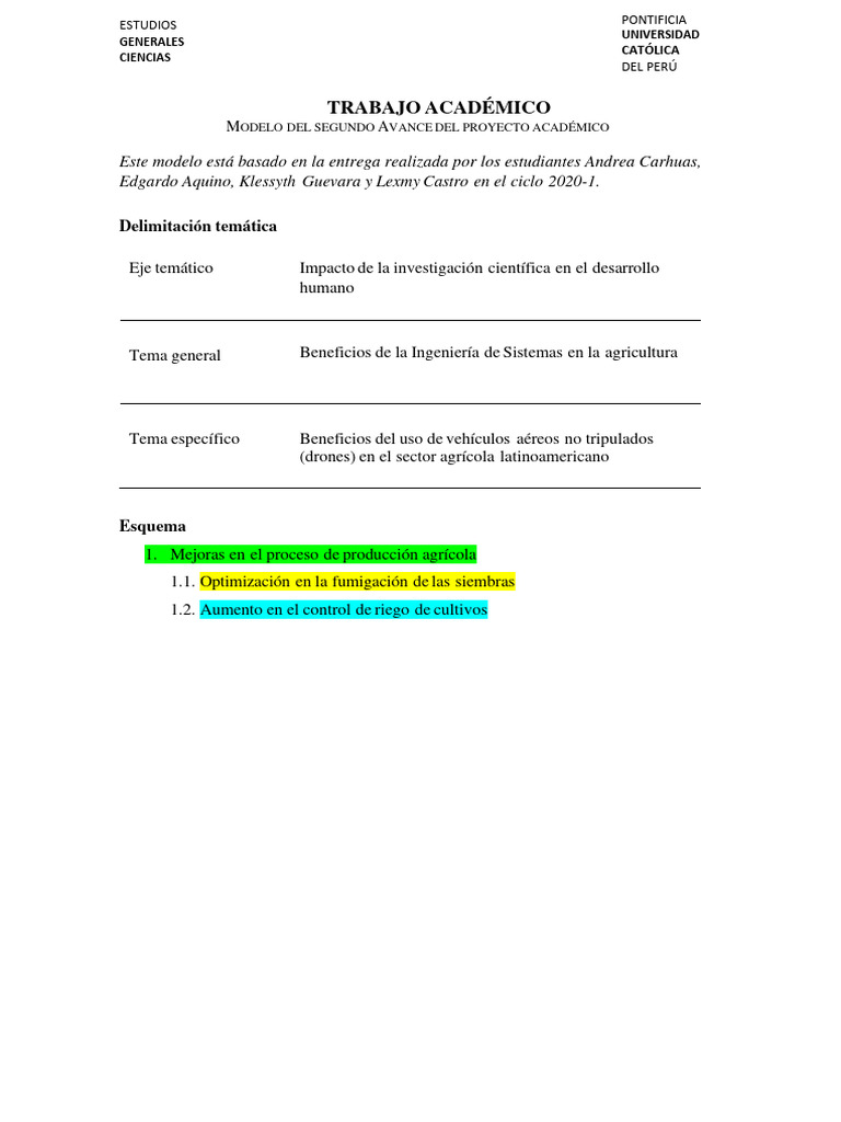 (2023-2) Modelo Del Segundo Avance | PDF