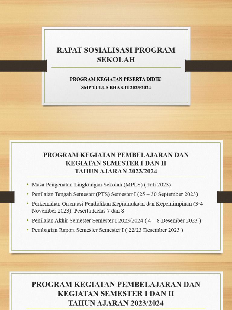Rapat Sosialisasi Program Sekolah | PDF