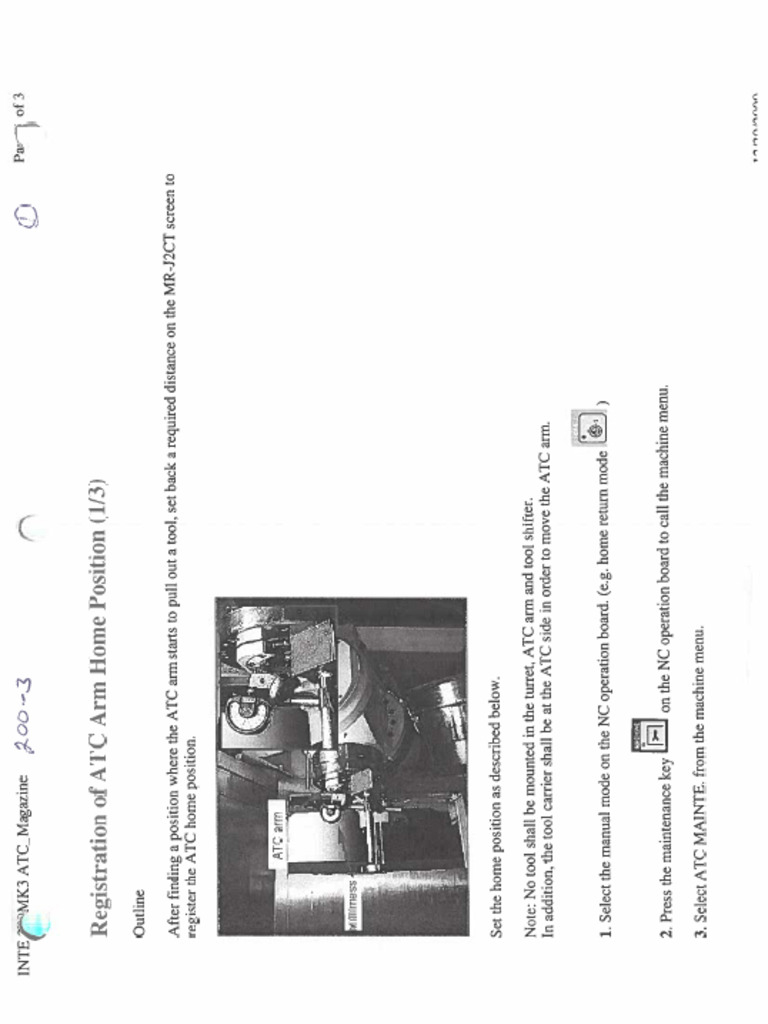 ATC Tool Arm Home Reset | PDF