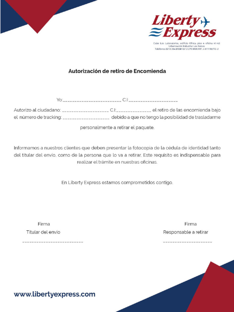 Modelo Autorizacion de Retiro de Encomienda | PDF