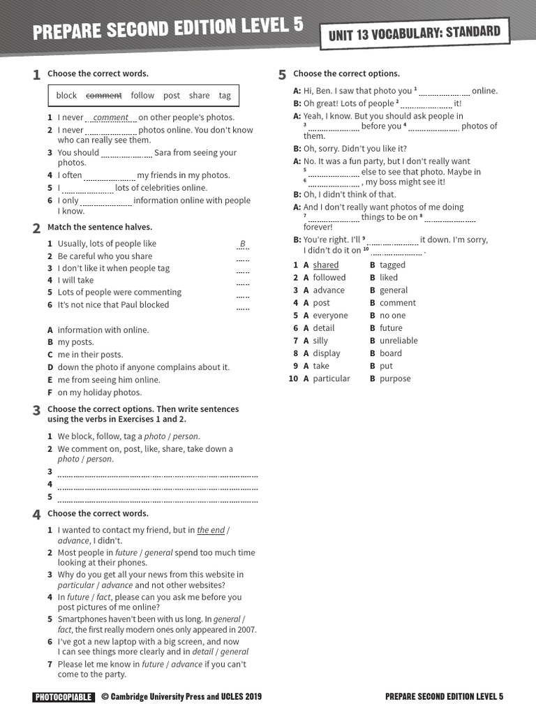 PREPARE 5 Vocabulary Standard Unit 13 | PDF