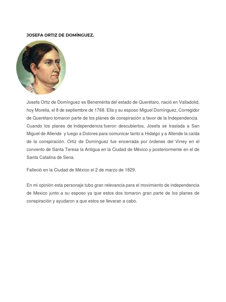 Josefa Ortiz de Domínguez | PDF