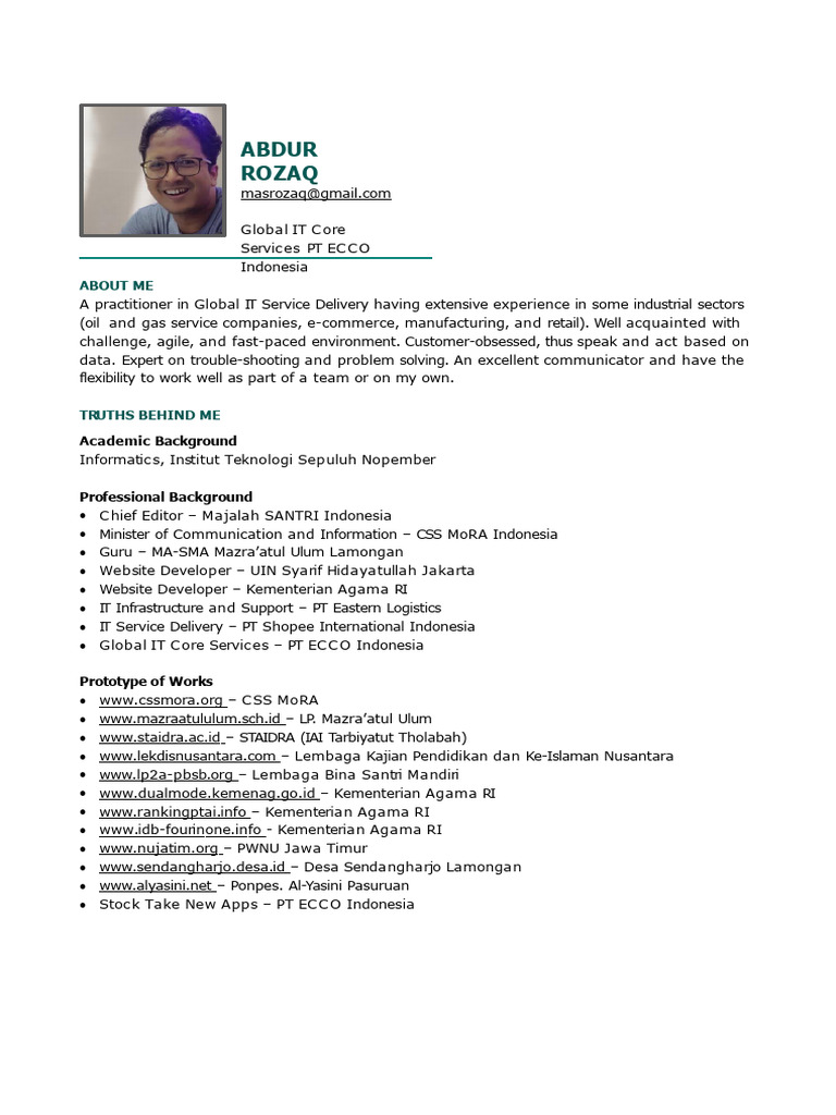 CV ABDUR ROZAQ | PDF