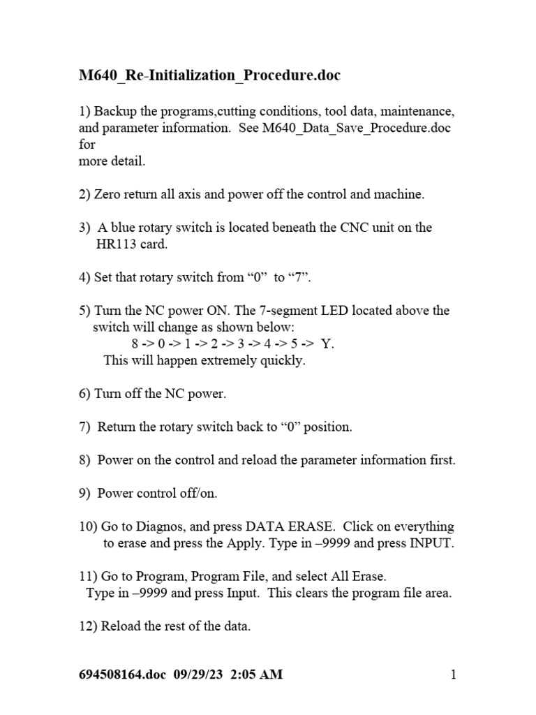 M640 Re Initialization Pdf