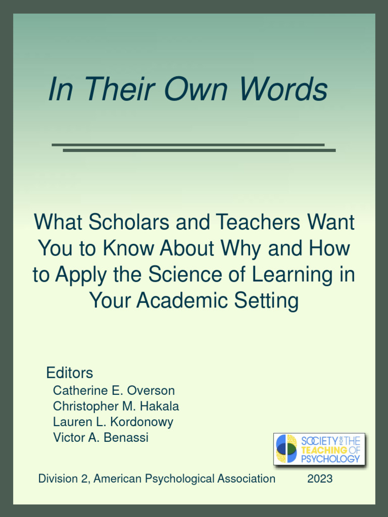 In Their Own Words | PDF | Learning | Effect Size