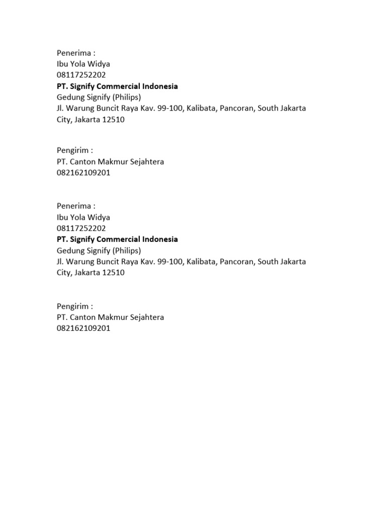 Alamat Signify UP Mbak Yola | PDF