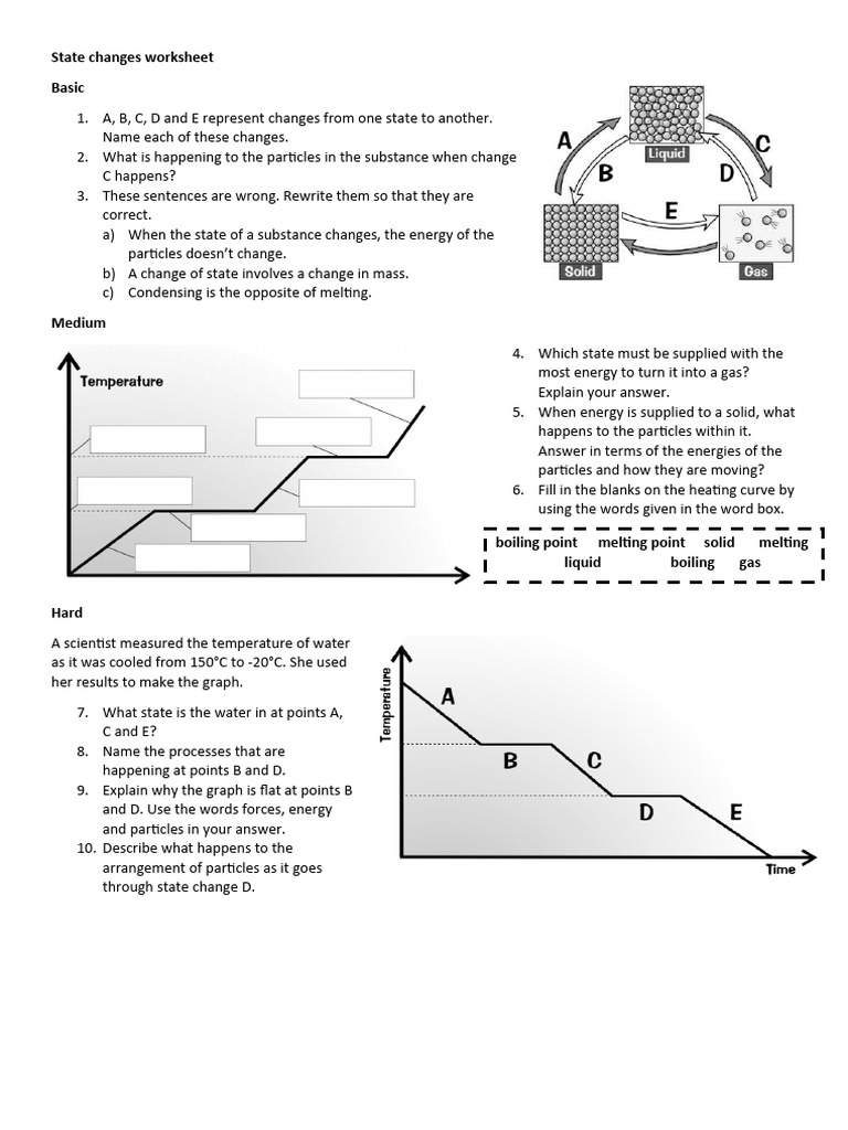 State Changes Worksheet | PDF | Science & Mathematics