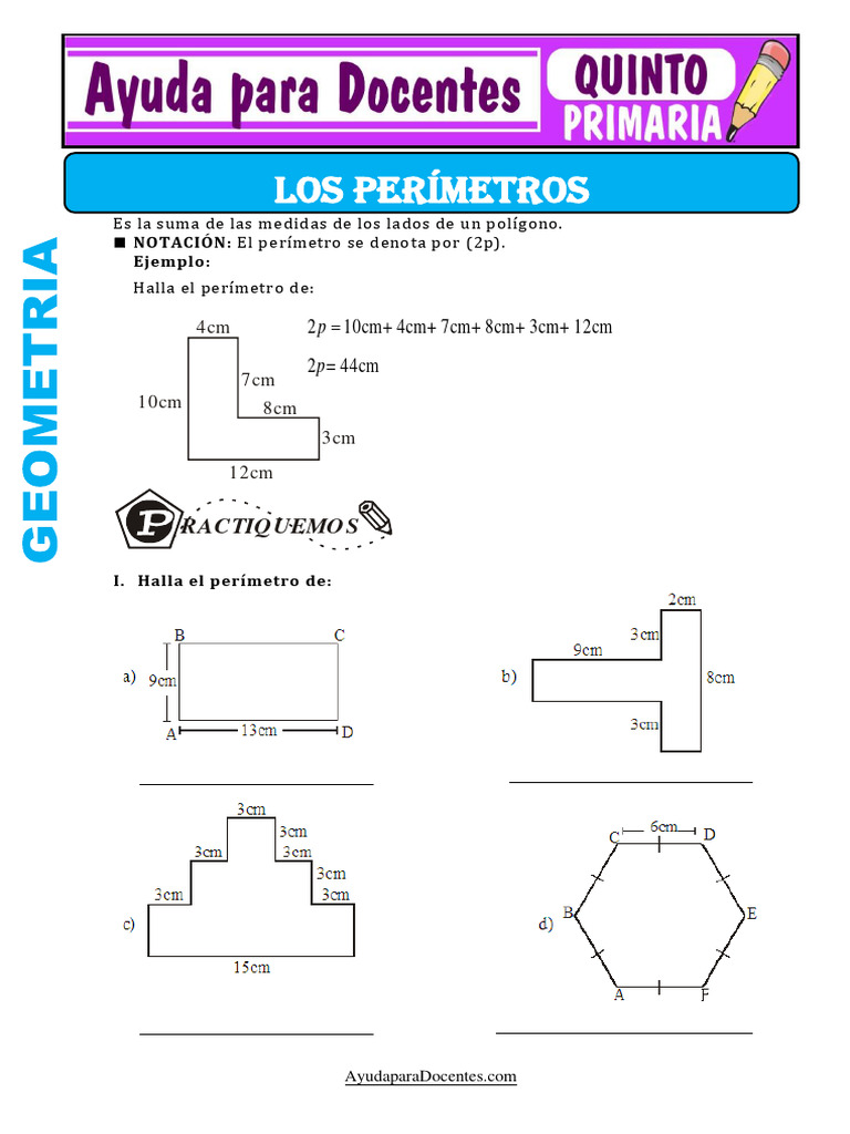 Fichas de Los Perimetros para Quinto de Primaria | PDF