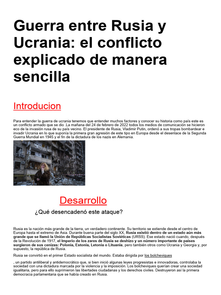 Guerra Rusia-Ucrania: Orígenes y Contexto | PDF | Ucrania | Rusia