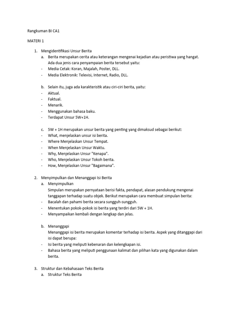 Rangkuman BI SA1 | PDF