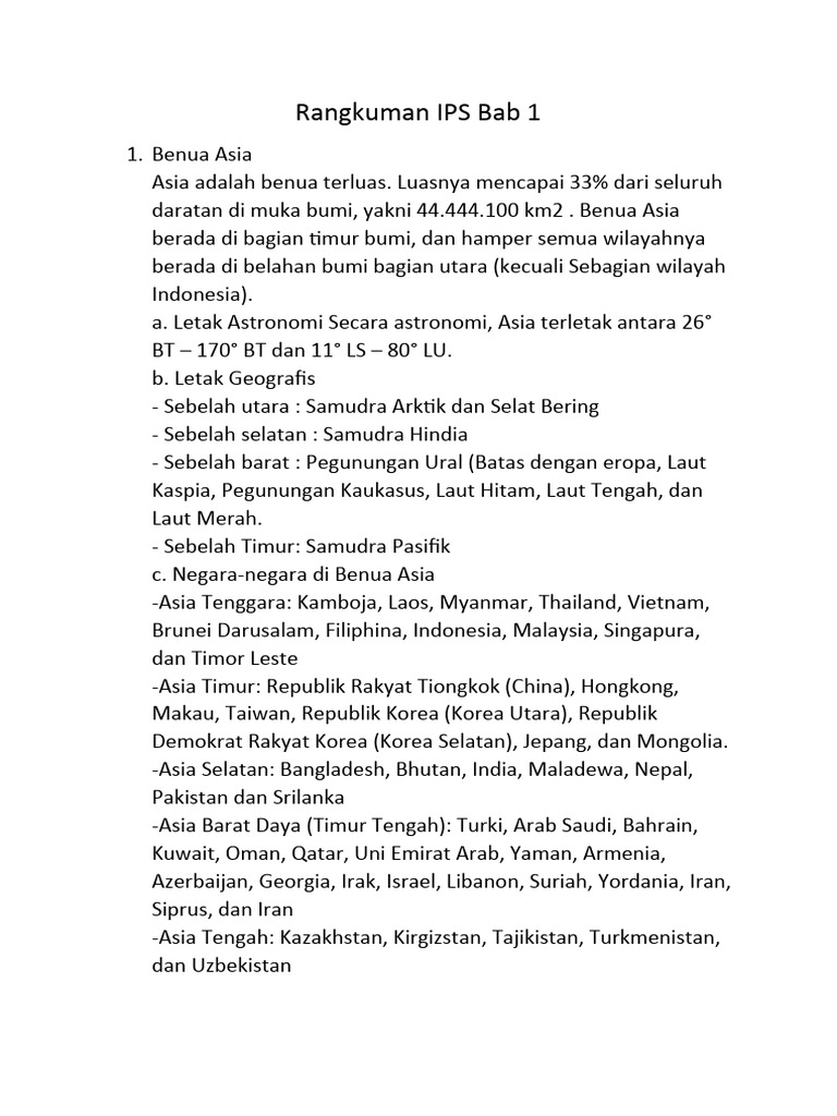 Rangkuman IPS Bab 1 | PDF
