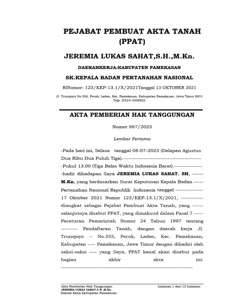 contoh DRAFT APHT | PDF