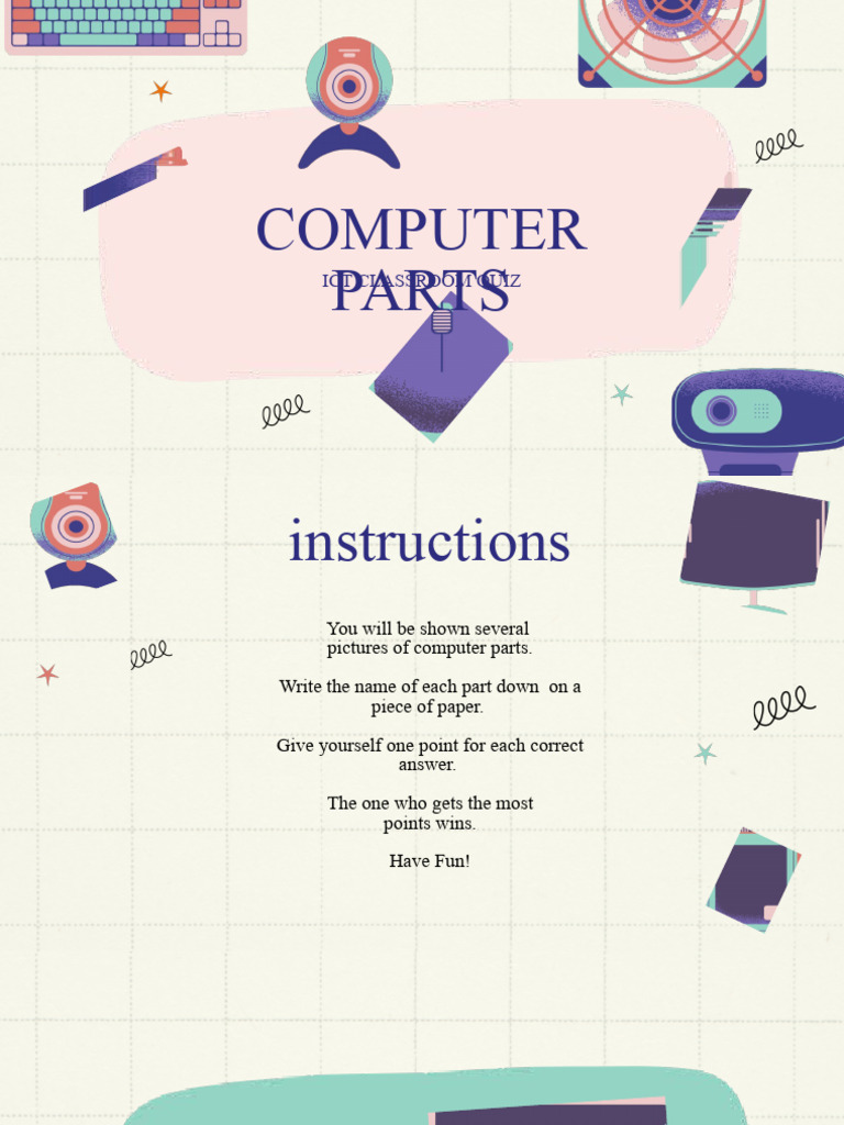 L1 Purple and Green Modern ICT Computer Parts Classroom Quiz | PDF