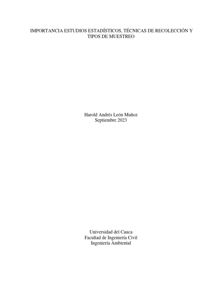 Estudios Estadísticos, Tipos de Muestreo y Ejemplos | PDF Estudios Estadísticos, Tipos de Muestreo y Ejemplos | PDF