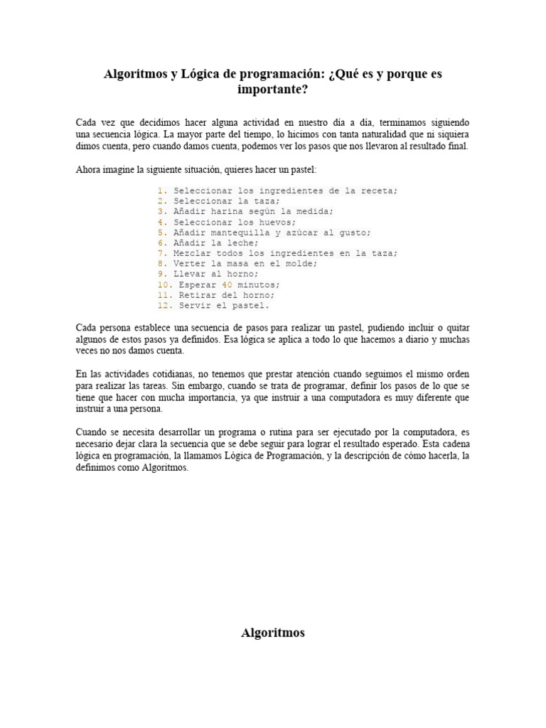 Algoritmos y Lógica de Programación Semana 7 | PDF | Algoritmos ...