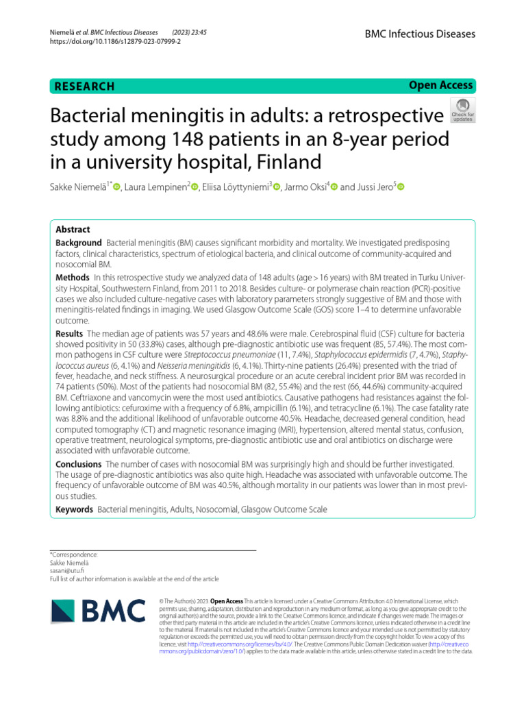 Journal Reading | PDF | Meningitis | Infection