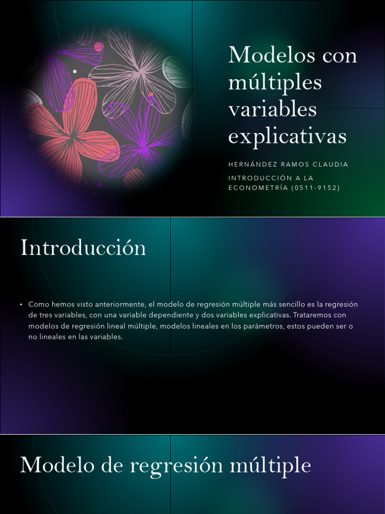 Modelos de Regresión Múltiple: Análisis y Estimación | PDF | Métodos y materiales de enseñanza ...