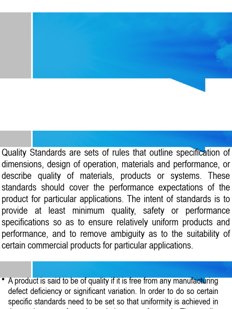Quality Standards M1 - Q1 | PDF