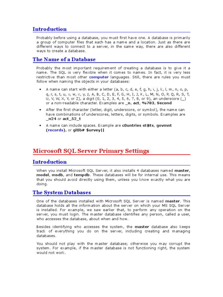 Introduction SQL Server | PDF | Parameter (Computer Programming ...