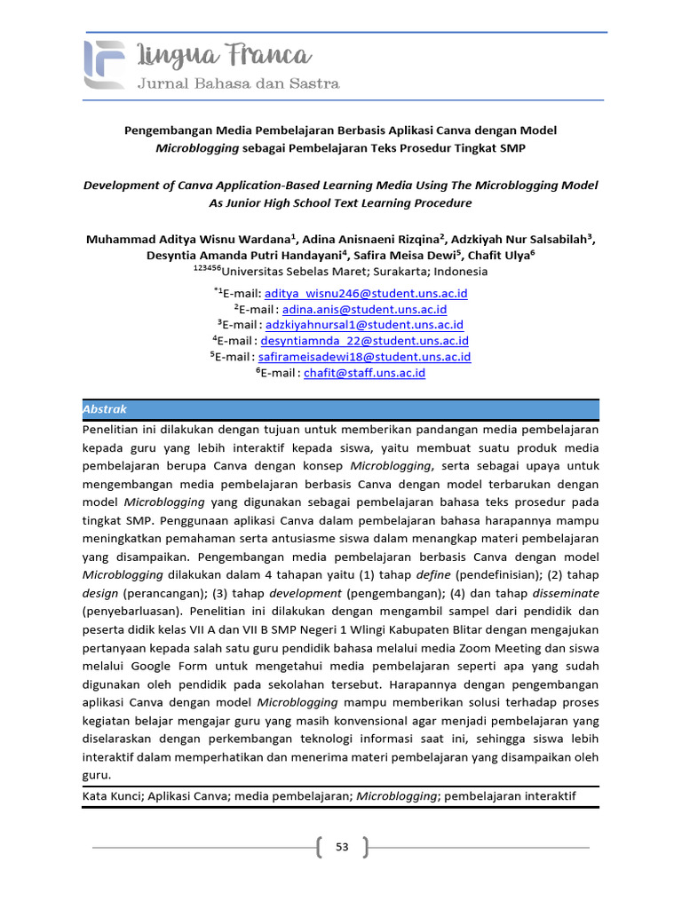 Jurnal Tentang Penggunaan Aplikasi Canva | PDF