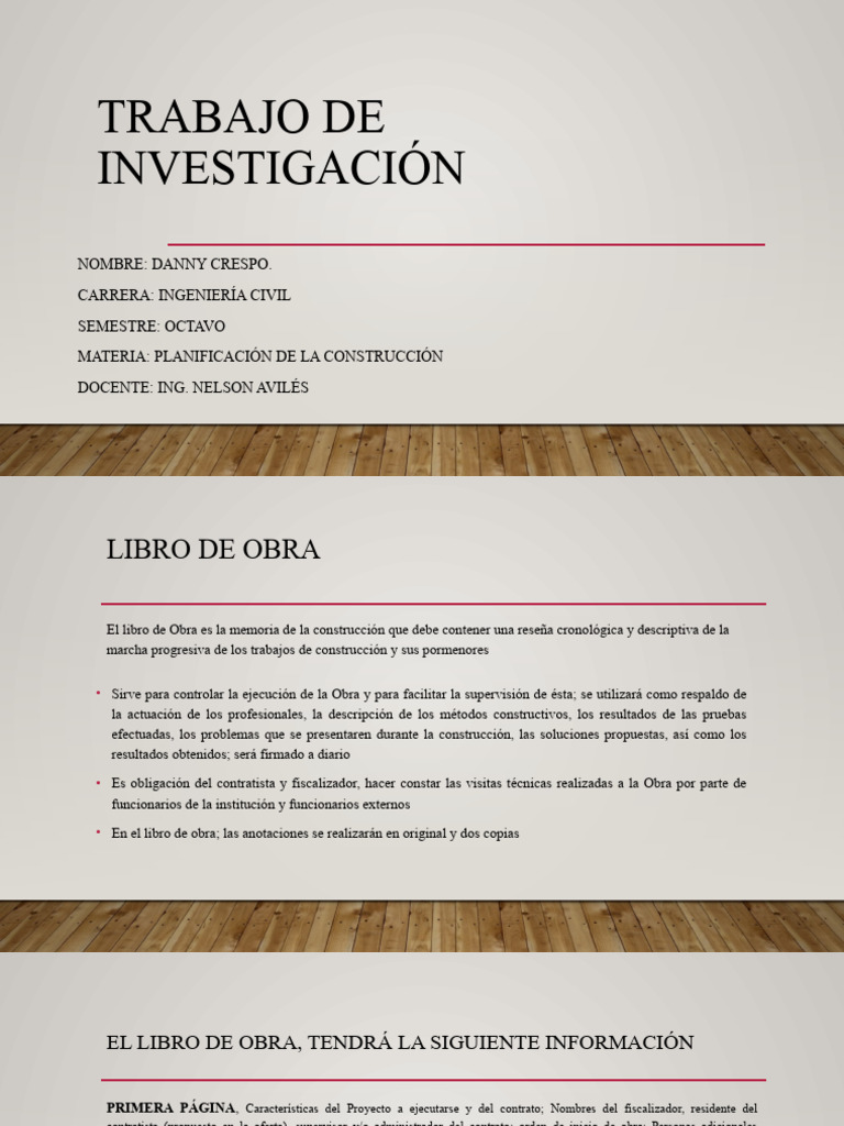 Libro de Obra, Libro Contable, Libro de Bodega | PDF