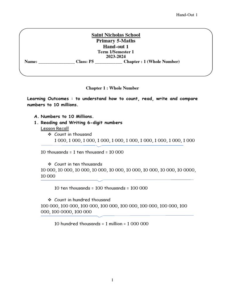 G5 Maths Handout 1 | PDF G5 Maths Handout 1 | PDF