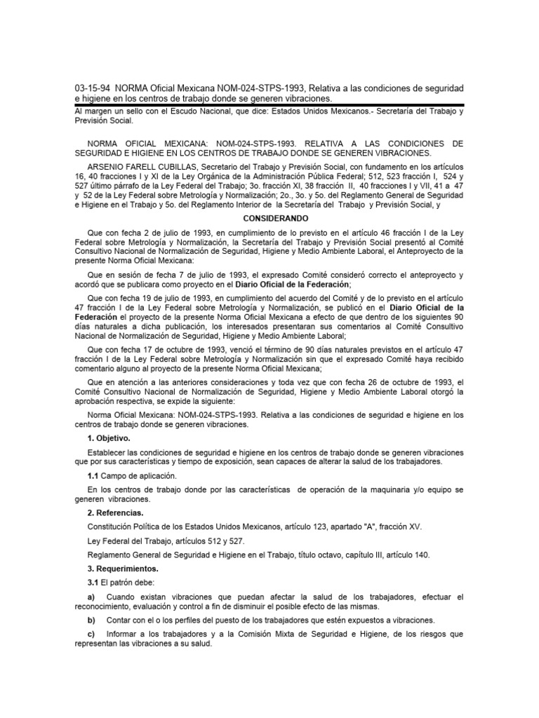 Nom 024 STPS | Descargar gratis PDF | Frecuencia | México