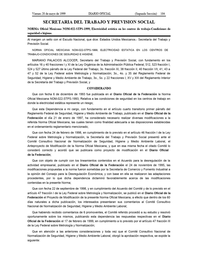 NOM.022.STPS | PDF | Descarga electrostática | Resistencia Eléctrica y ...