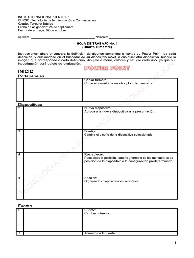 POWER POINT. Hoja 1. | PDF