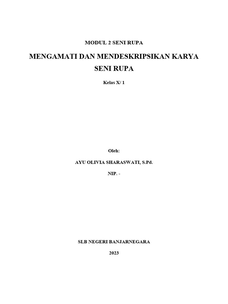 Modul-2-Mengamati Dan Mendeskripsikan Karya Seni Rupa | PDF