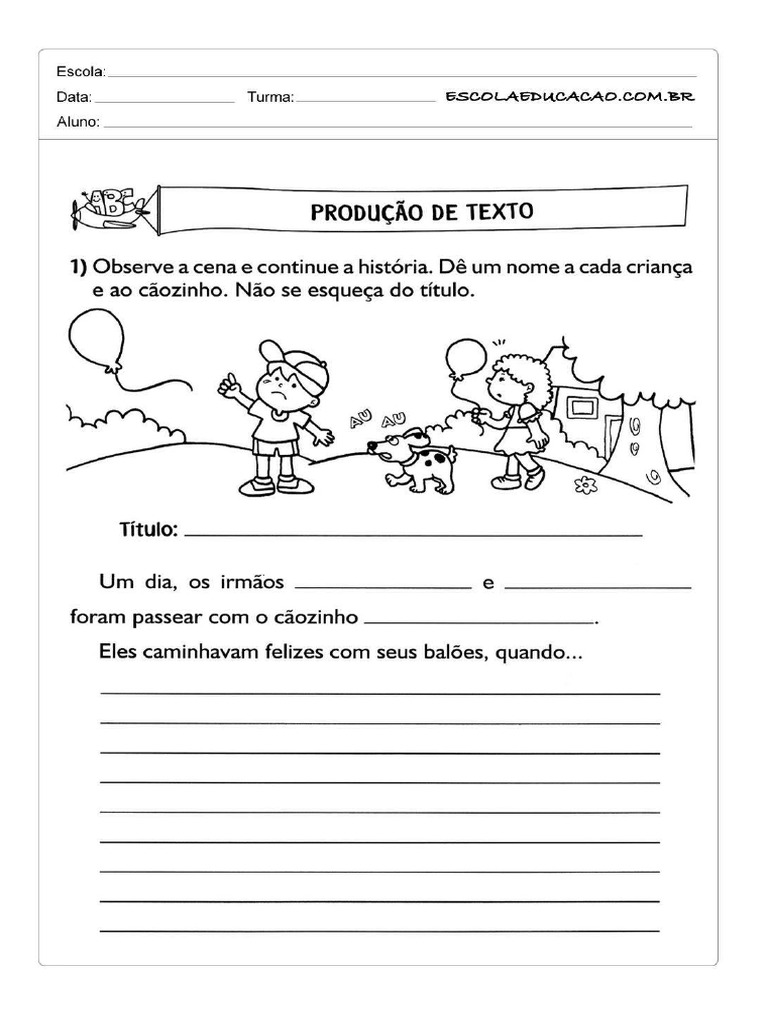 Atividade de Produção de Texto. AEE | PDF