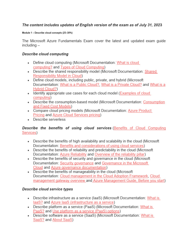 Az 900 Syllabus | PDF