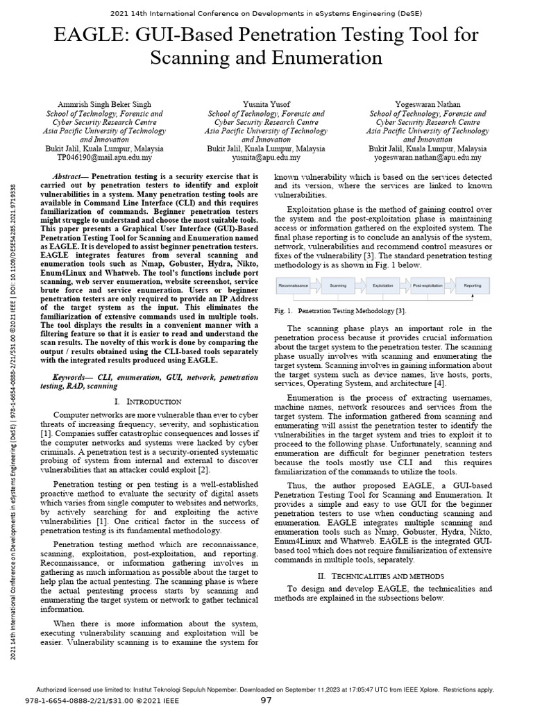 EAGLE GUI-Based Penetration Testing Tool For Scanning and Enumeration | PDF