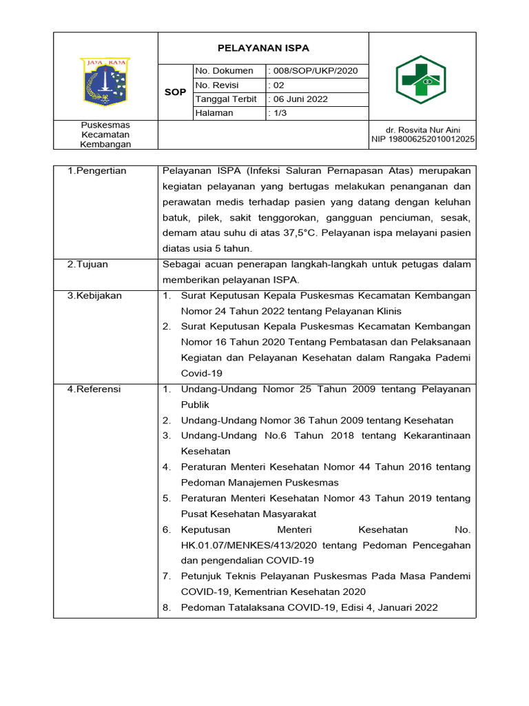 New SOP PELAYANAN ISPA Fix | PDF
