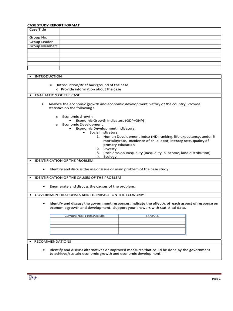 Case Study Written Report Format | PDF