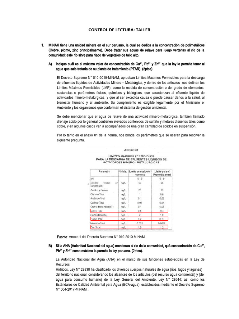 Control de Lectura | PDF