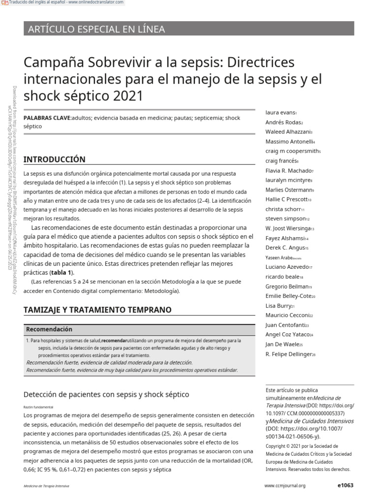 Surviving - Sepsis - Campaign en ESPAÑOL | PDF