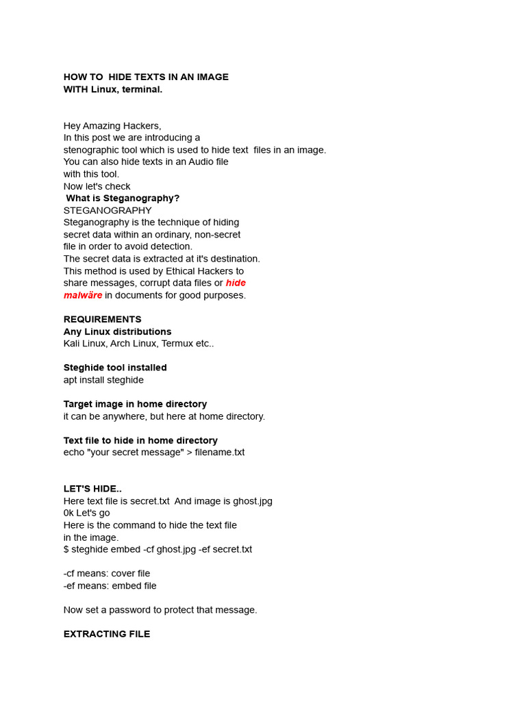 How to Hide Texts in an Image | PDF