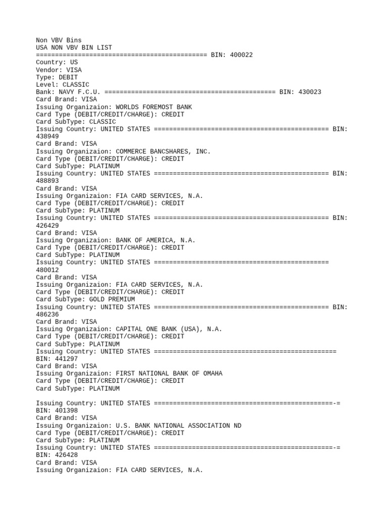 Non VBV Bins | PDF | Finance & Money Management