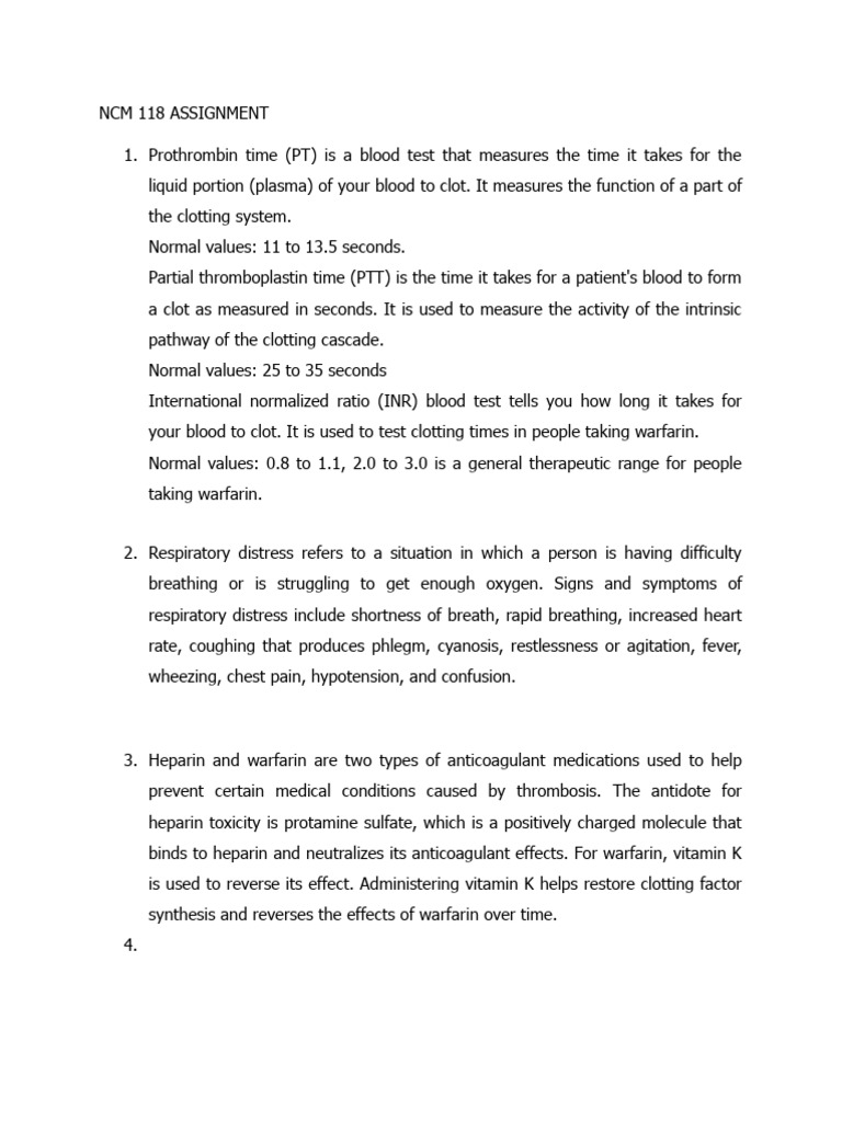 NCM 118 Assignment | PDF