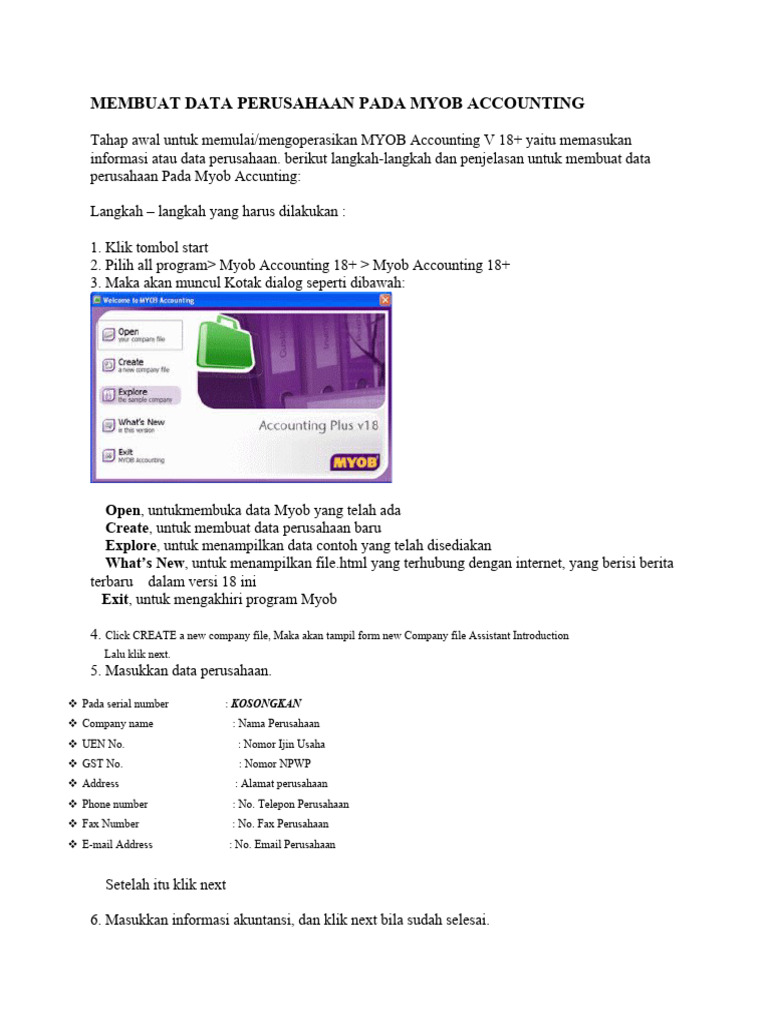 Membuat Data Perusahaan Pada Myob Accounting | PDF | Bisnis