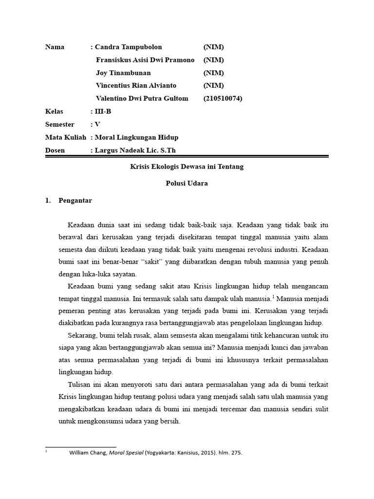 Ekologi Dan Moral Lingkungan Hidup Saling Berpaut | PDF | Sains ...