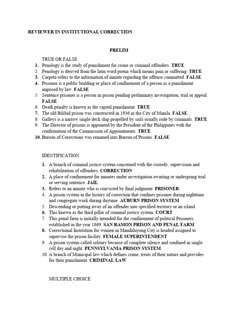 Institutional Correction Review Guide | PDF