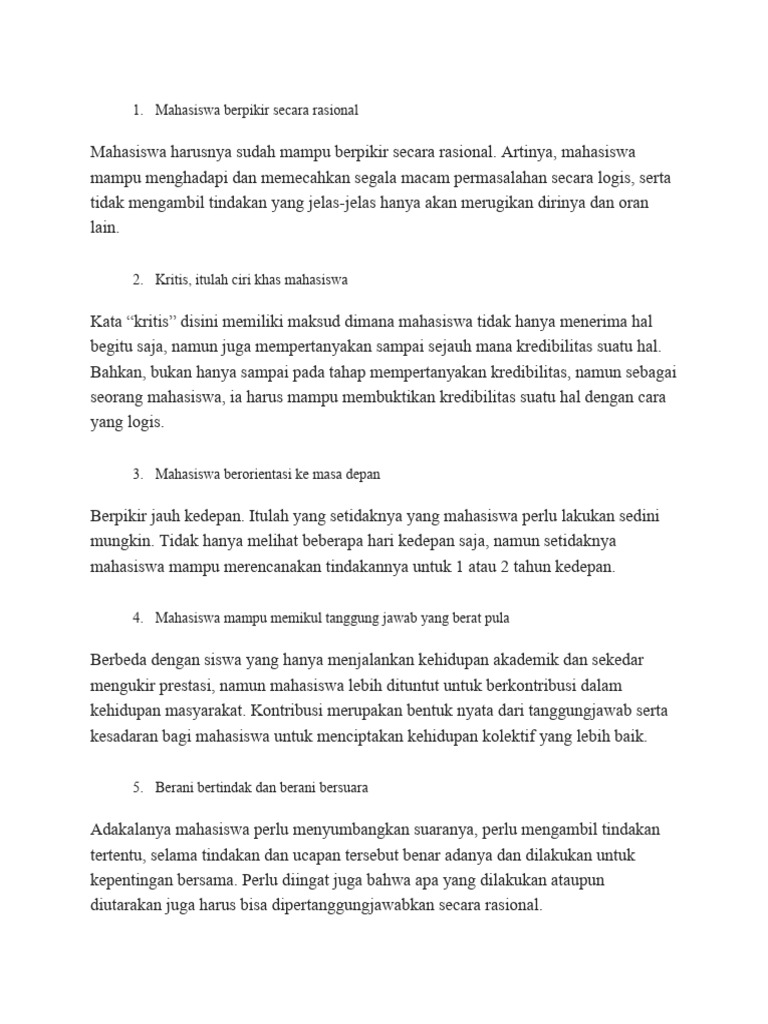 Peran dan Tanggung Jawab Mahasiswa | PDF