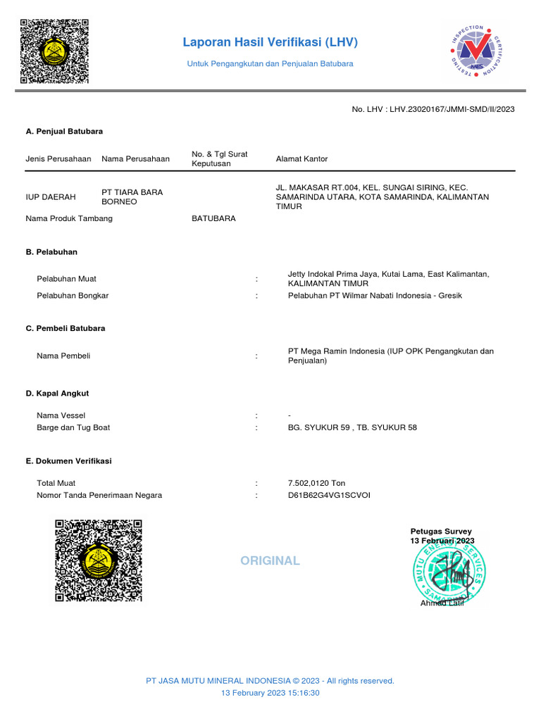 LHV 23020167 PT TBB BG Syukur 59 | PDF