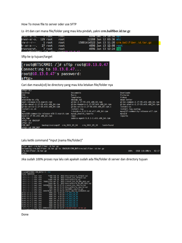How To Move File To Server Oder Use SFTP | PDF