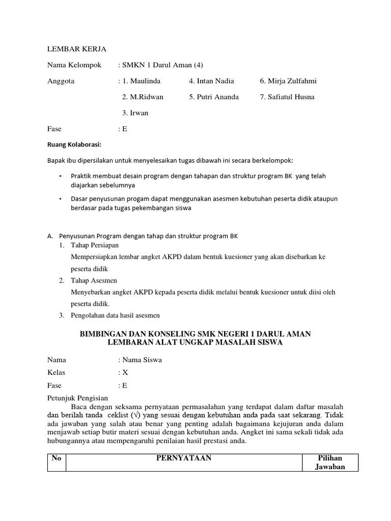 M.ridwan - LK Ruang Kolaborasi - Desain Layanan Bimbingan Dan Konseling | PDF | Karier ...